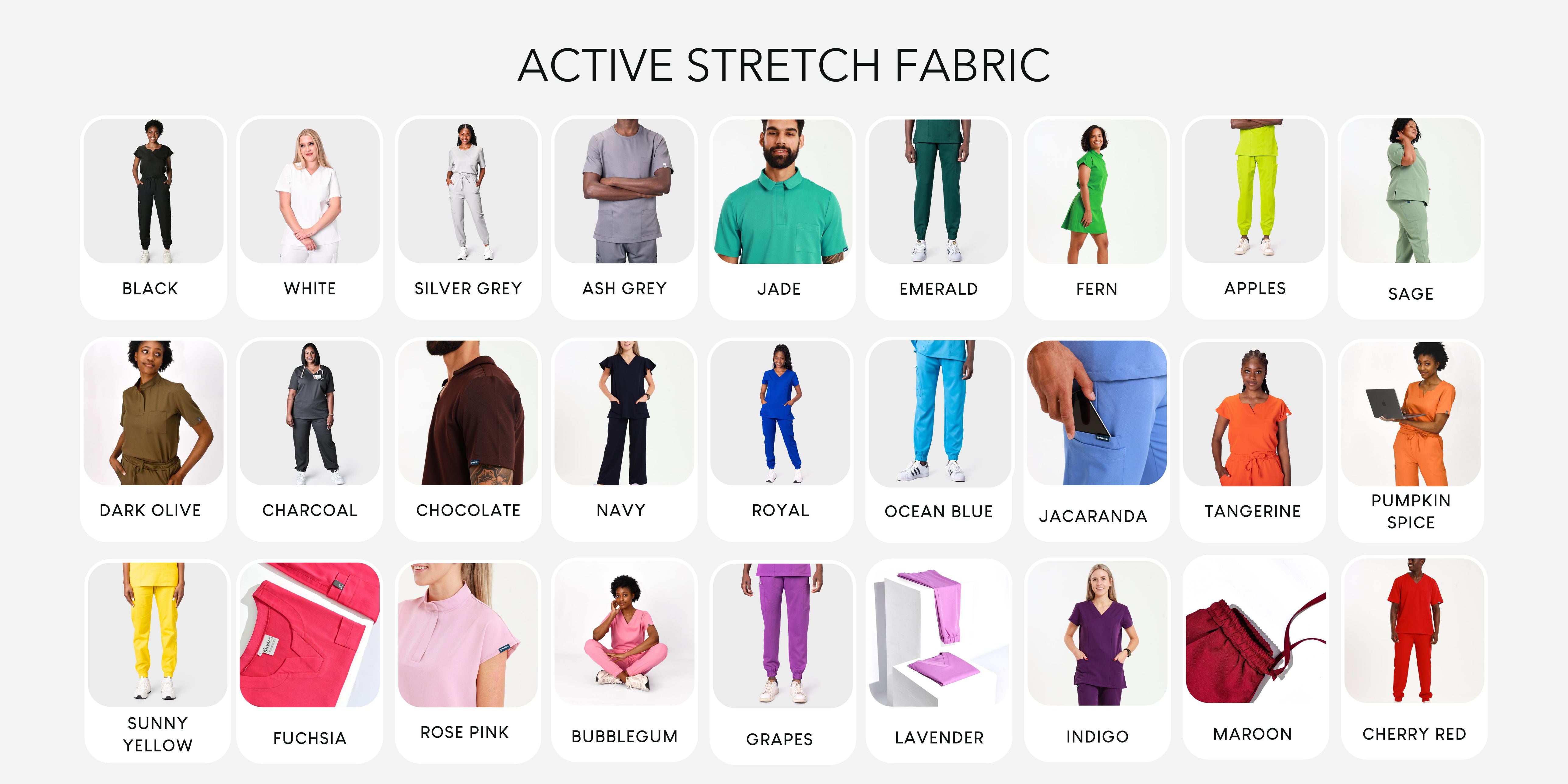 Colour Guide | Premium Scrubs | Greens Medi | Made in SA